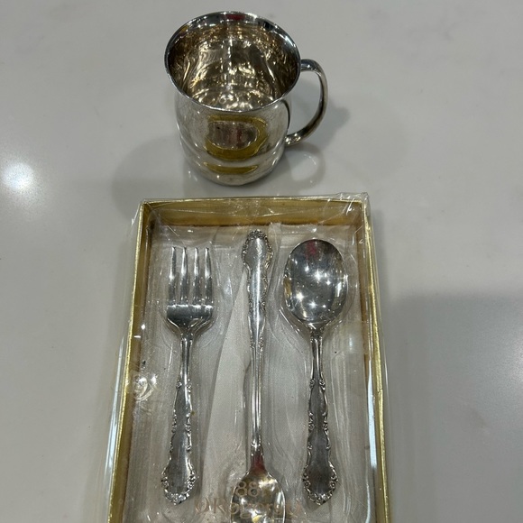 Dining | Vintage 1881 Oneida Silver Plated Baby Silverware And Cup ...